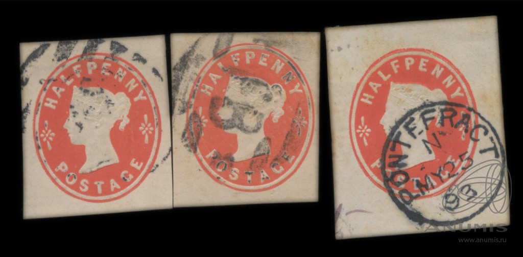 Лот Прошедших почту марок «Королева Виктория» Тиснение Номиналом Half ...