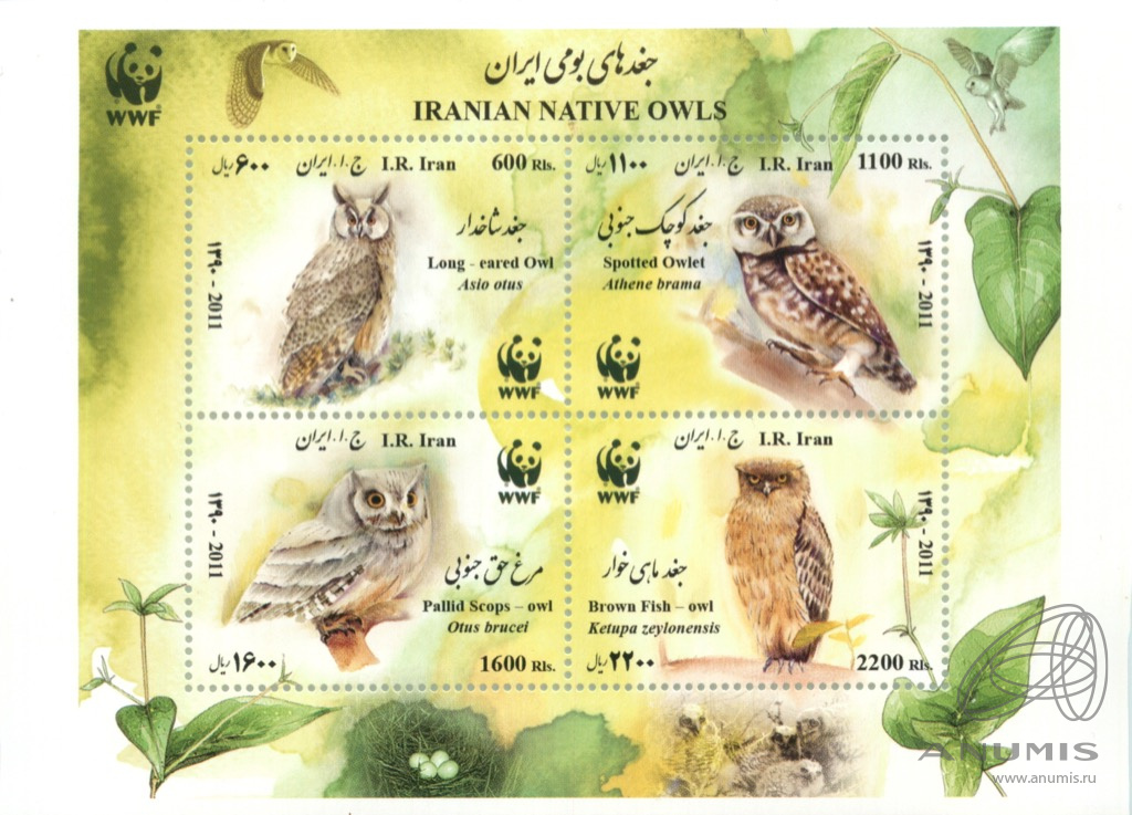 Блок почтовый «Совы» Без наклеек Чистый 2011. Иран. Лот №5633. Аукцион ...